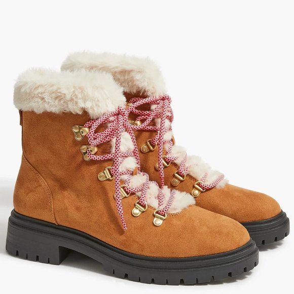 J. Crew | Shoes | Jcrew Faux Fur Winter Hiking Boots Ankle Boots 75 9 ...